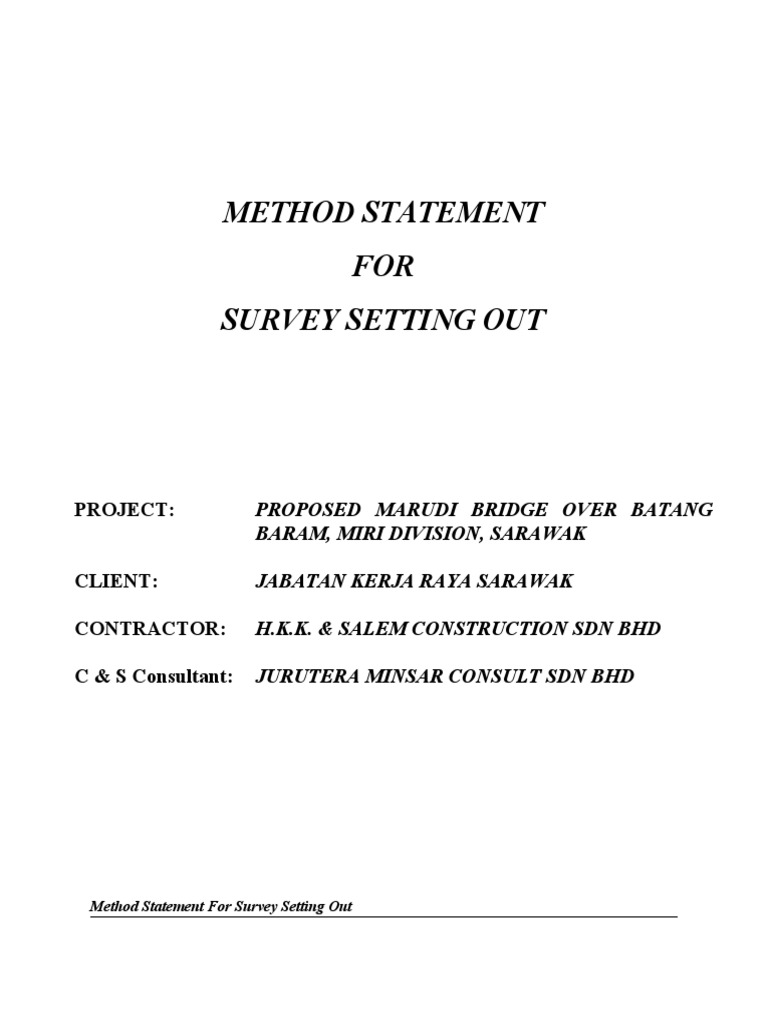 Method Statement for Survey Setting Out of the Proposed Marudi Bridge ...