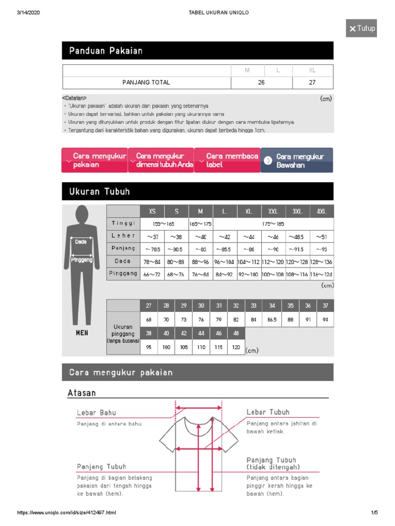 Tabel Ukuran Man | PDF
