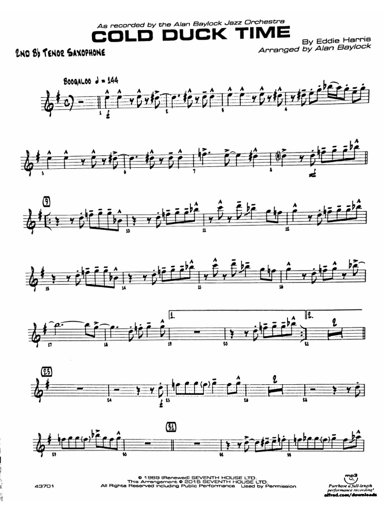Cold Duck Time - Tenor 2 | PDF