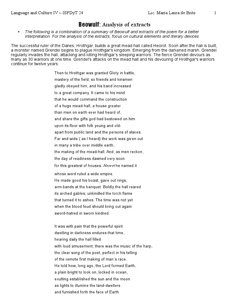 Beowulf Activities PDF | PDF | Beowulf | English Folklore