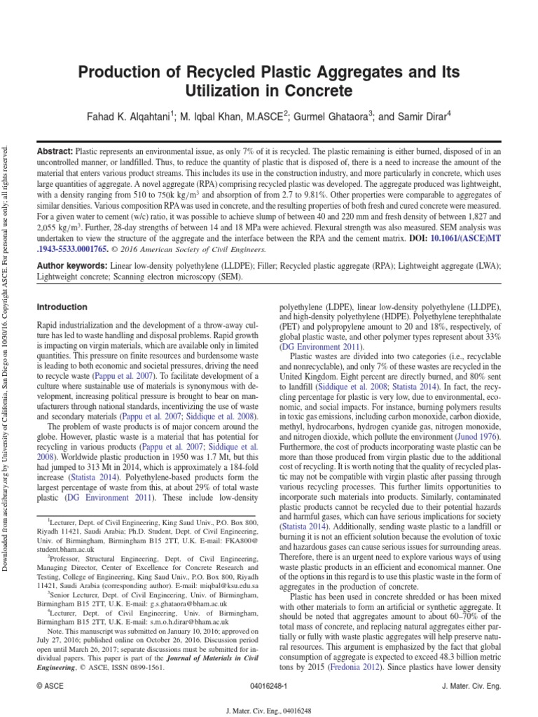 4-Production of Recycled Plastic Aggregates and Its Utilization ...