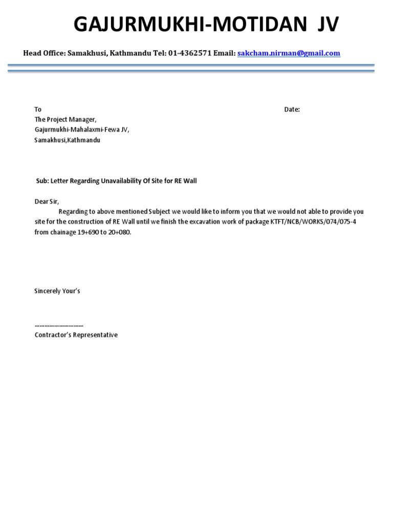 Letter Regarding Unavailability of Site | PDF