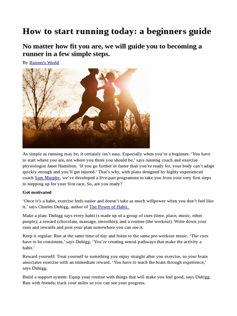 How To Start Running Today: A Beginners Guide | PDF | Habits | Physical ...