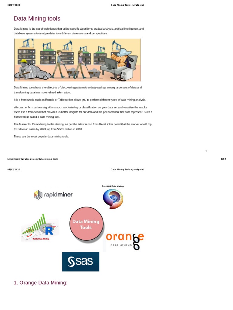 Data Mining Tools Javatpoint Pdf Data Mining Statistical Classification 
