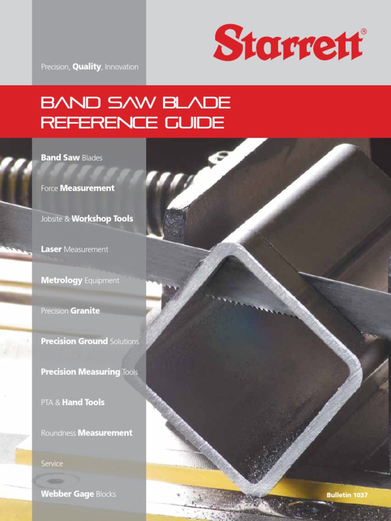Band Saw Blade Reference Guide | PDF | Blade | Tooth