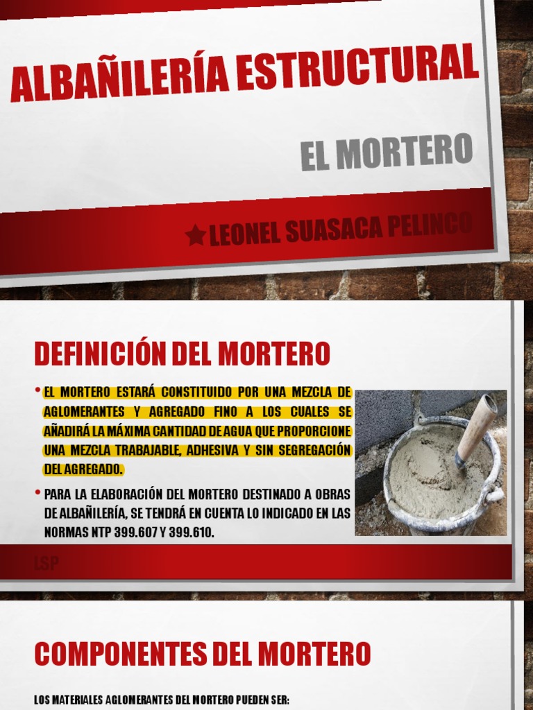 Mortero de Albañilería: Composición y Uso | PDF | Cemento | Mortero ...