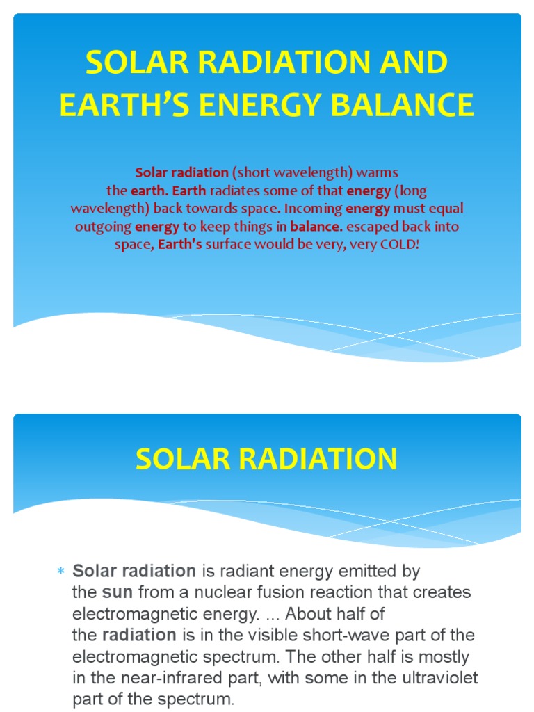 Solar Radiation & Earth's Energy Balance | PDF