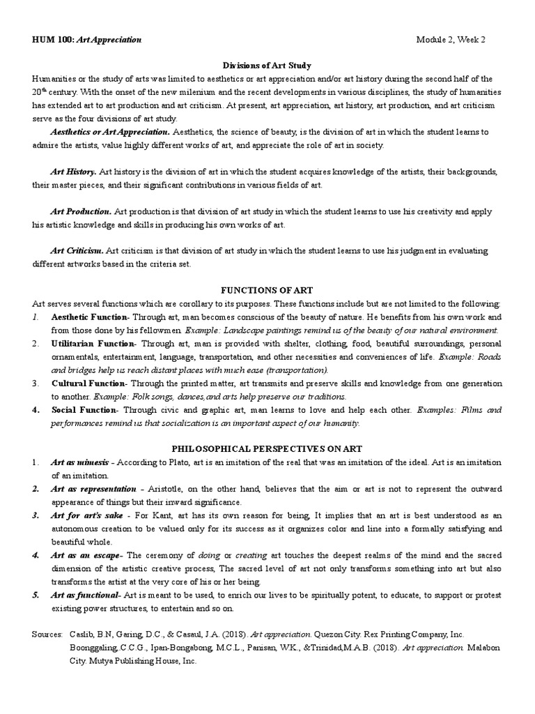 Art Appreciation Module 2 | PDF | Art Criticism | Aesthetics
