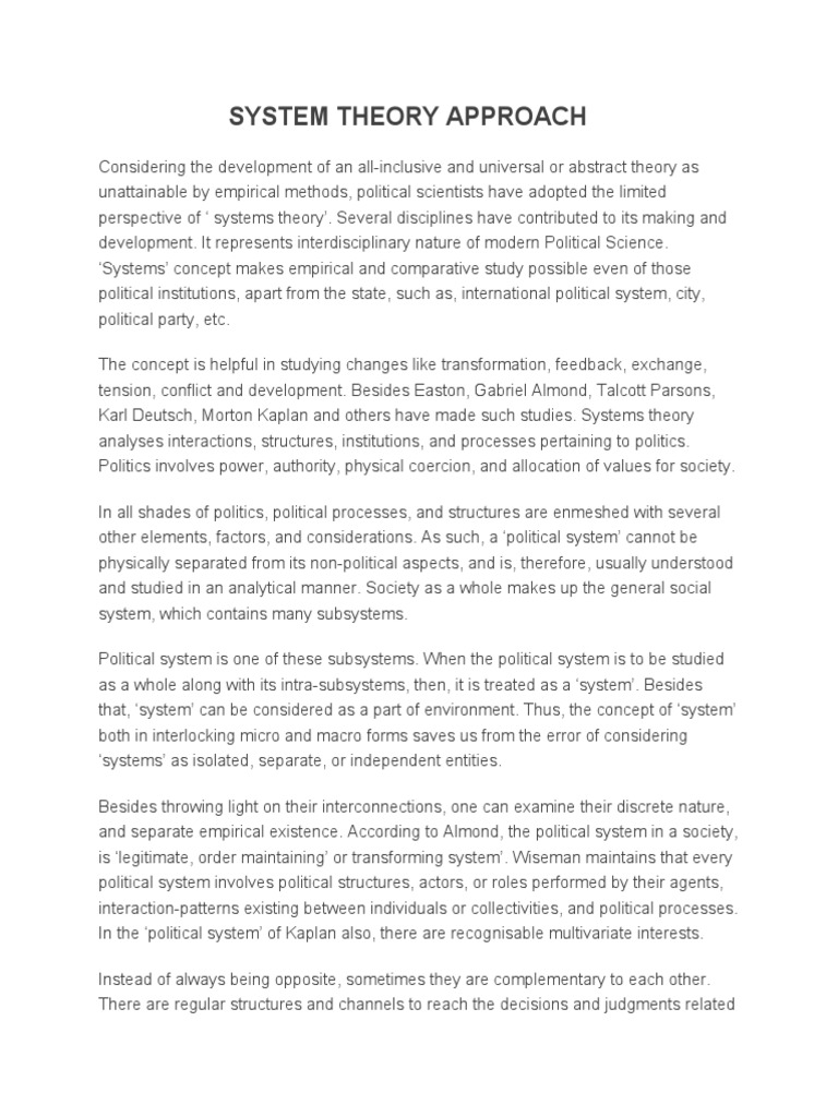 System Theory Approach | PDF | System | Systems Theory