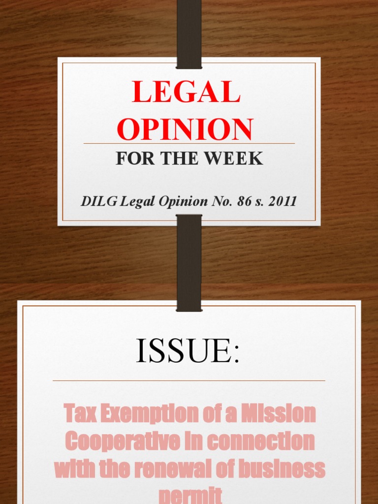 Legal Opinion: For The Week | PDF | Tax Exemption | Taxes