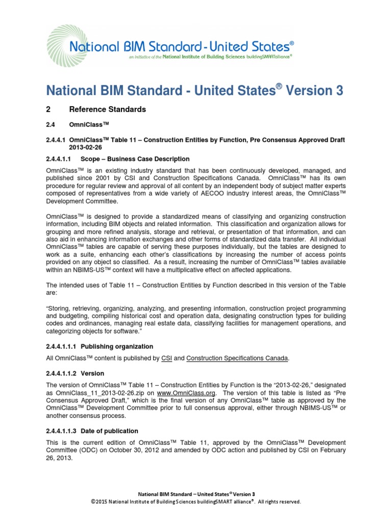 NBIMS-US V3 2.4.4.1 OmniClass Table 11 Construction Entities by ...