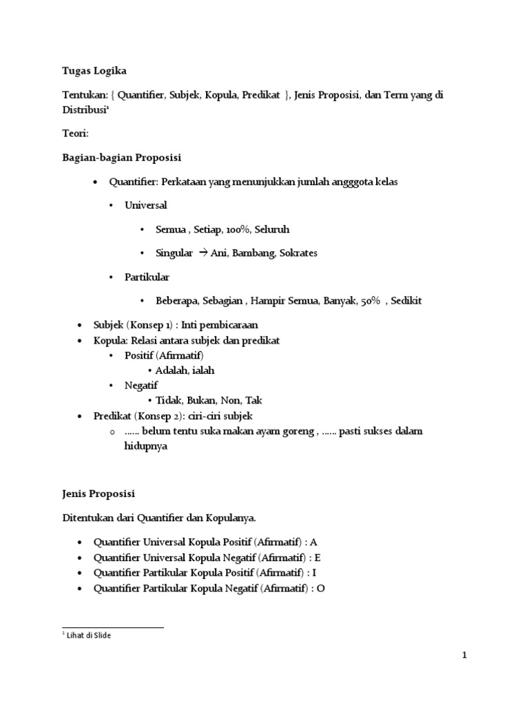 Ciri dan Contoh Proposisi Logika | PDF
