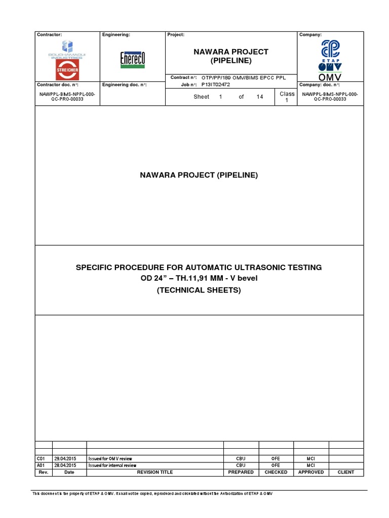 Specific Procedure For Automatic Ultrasonic Testing OD 24" - TH.11,91 ...
