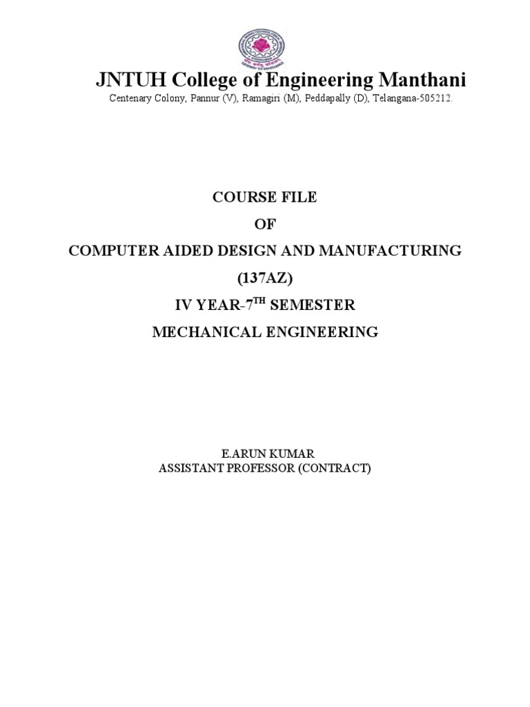 JNTUH College of Engineering Manthani | PDF | Computer Aided Design ...
