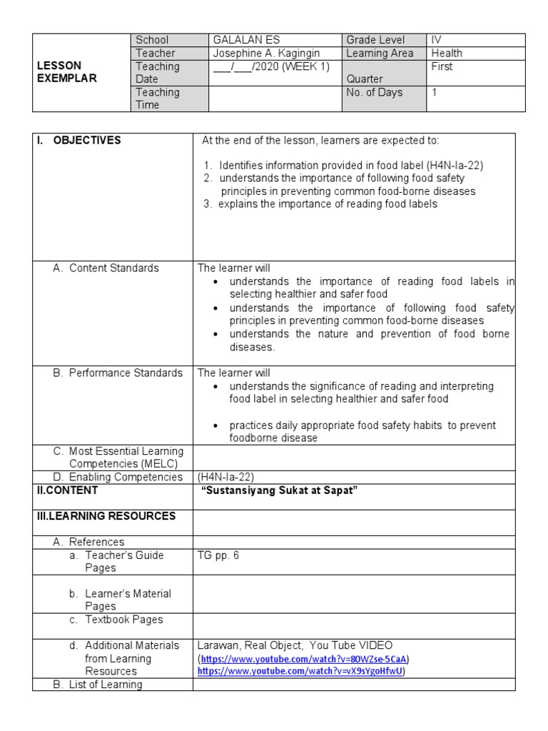 Lesson-exemplar-In Grade 4 - Health | PDF