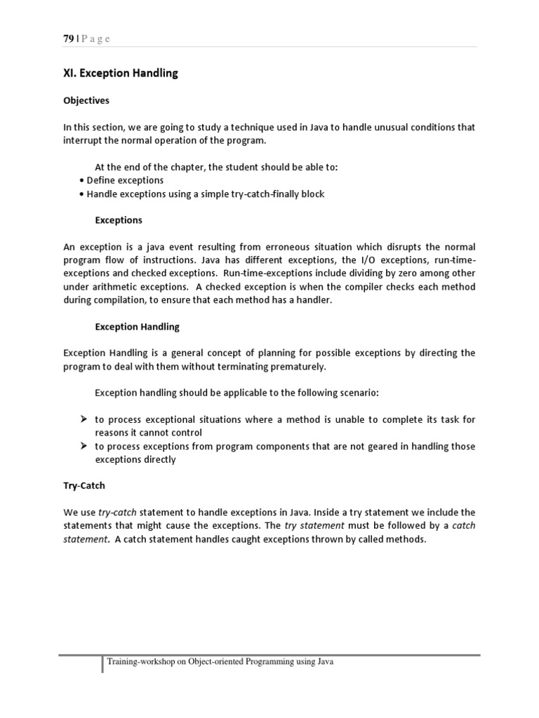11 Exception Handling | PDF | Computer Engineering | Software Development 11 Exception Handling | PDF | Computer Engineering | Software Development