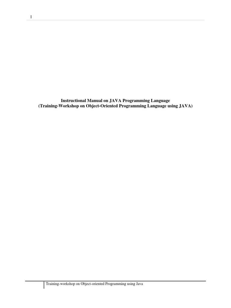 Instructional Manual On JAVA Programming Language (Training-Workshop On ...