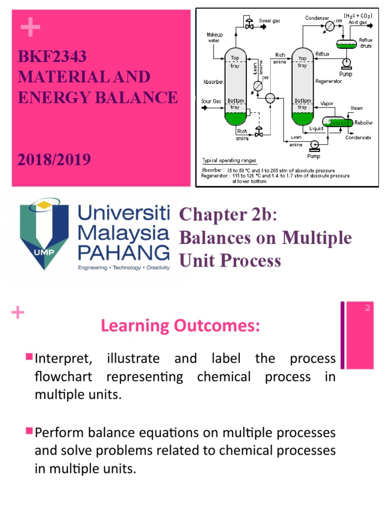 BKF2343 Material and Energy Balance: Chapter 2b: Balances On Multiple ...