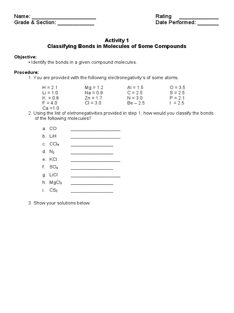 Classifying Molecular Bonds Activity | PDF | Science & Mathematics