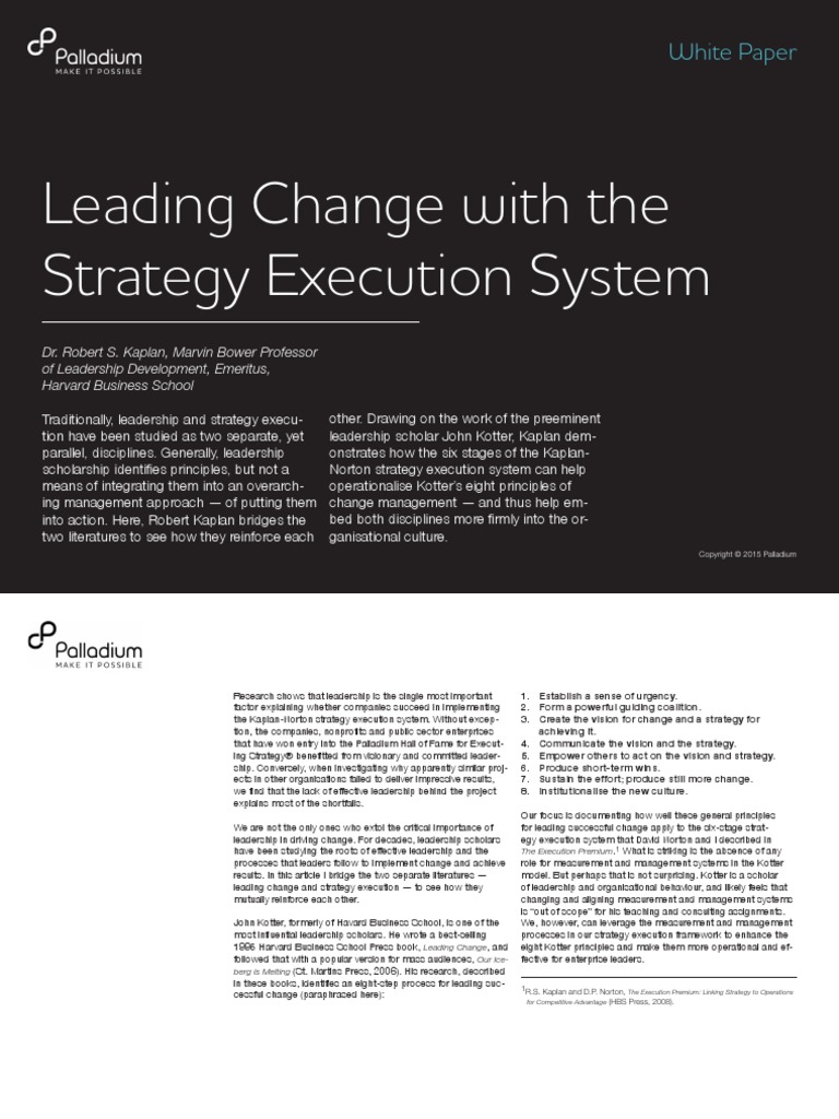 Leading Change With The Strategy Execution System: White Paper | PDF ...
