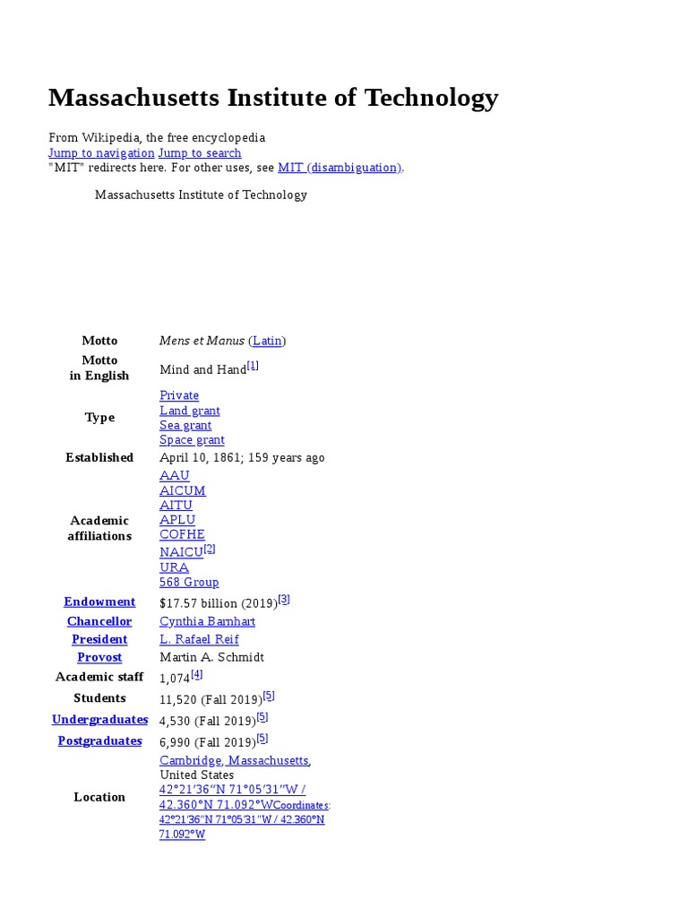 MIT: History and Founding Details | PDF | Massachusetts Institute Of ...