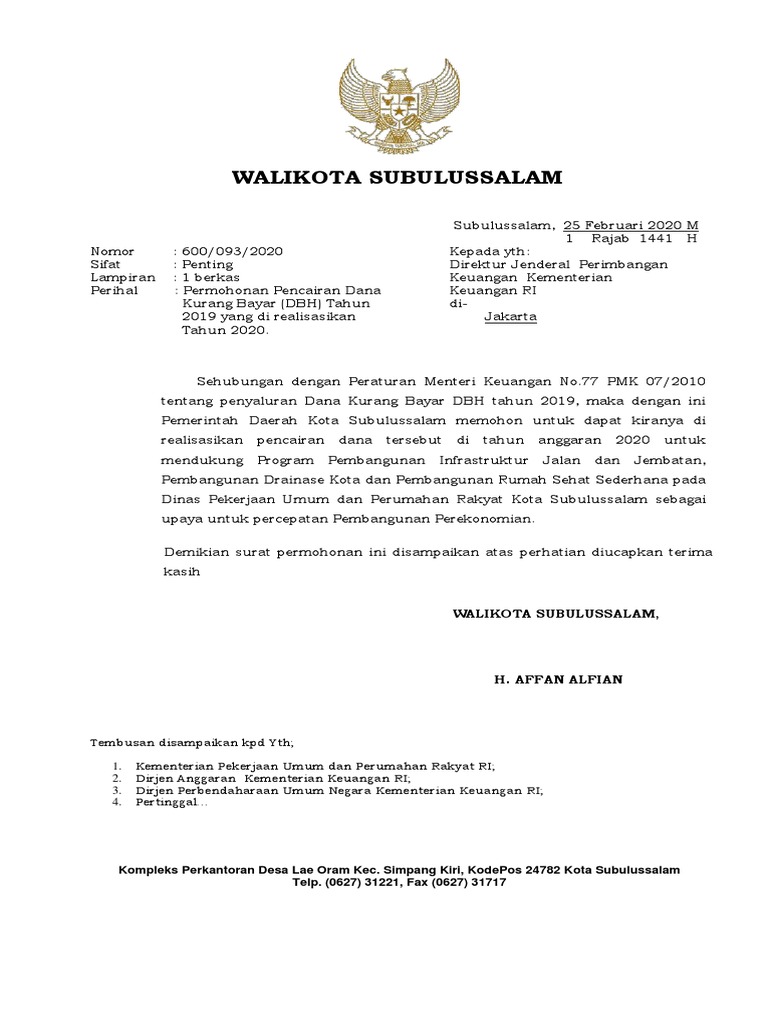 Surat Bupati Ke Menkeu Ii Baru | PDF