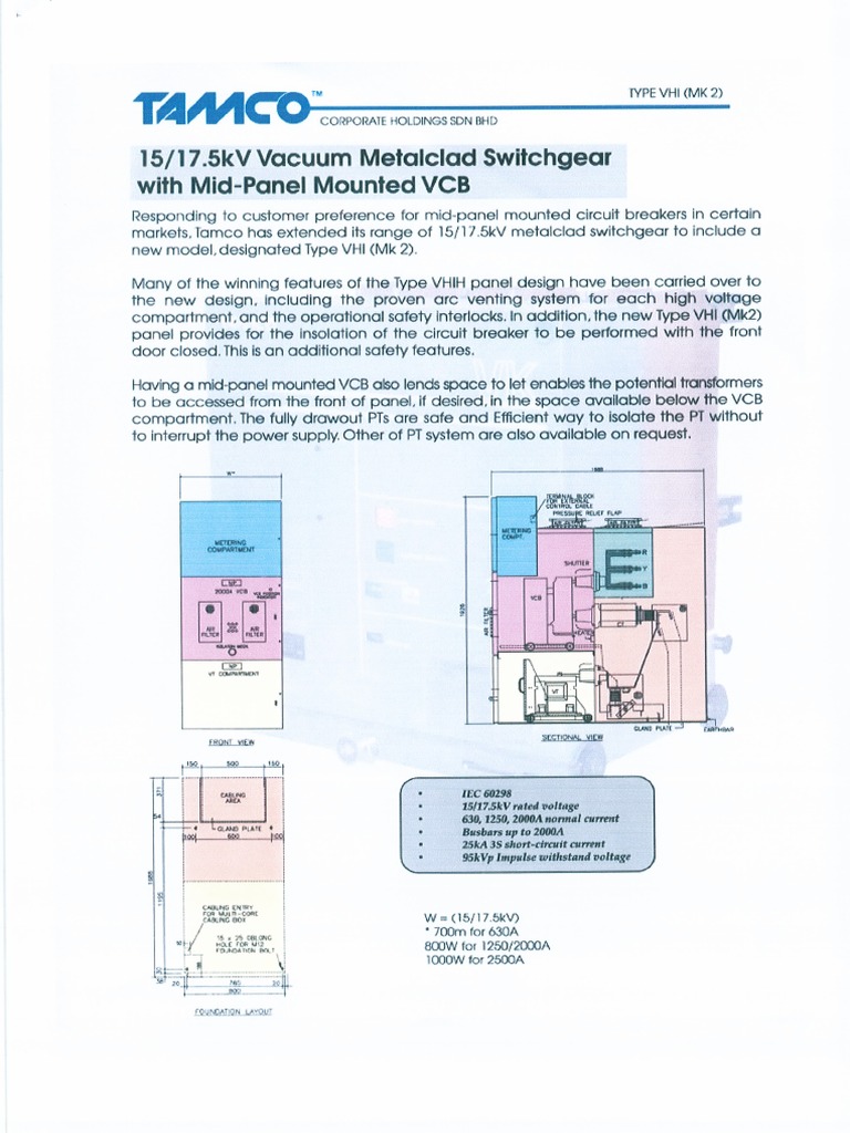 Tamco VK 17.5kV - VCB PDF | PDF