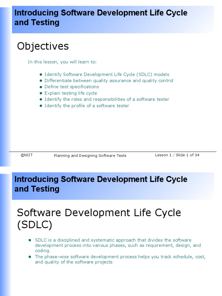 Objectives: Introducing Software Development Life Cycle and Testing ...