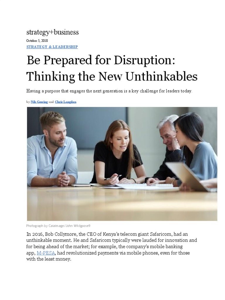 Be Prepared For Disruption Thinking The New Unthinkables | PDF ...
