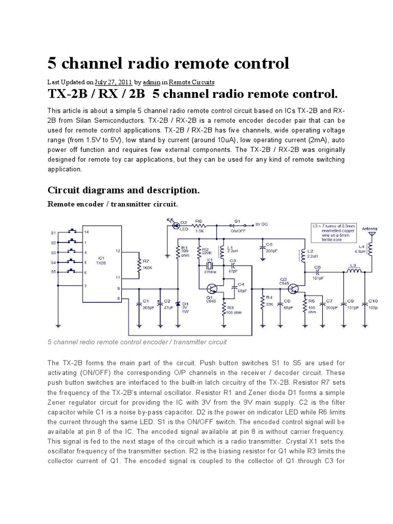 5 Channel Radio Remote Control PDF | PDF | Electronic Circuits ...