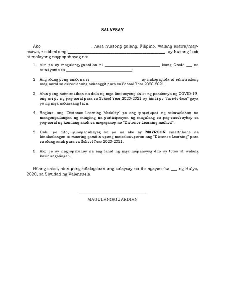 Sinumpaang Salaysay MAYROON | PDF