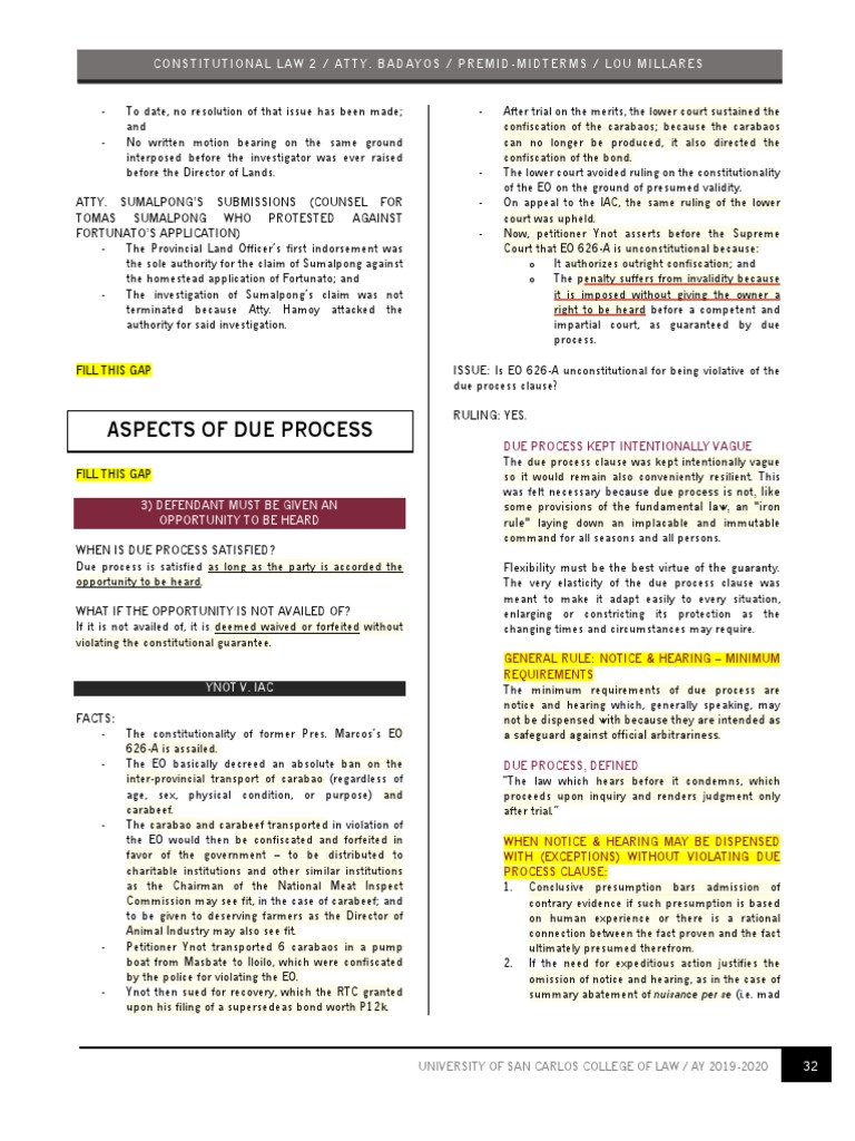 DUE PROCESS REQUIREMENTS IN CONSTITUTIONAL LAW | PDF | Due Process ...