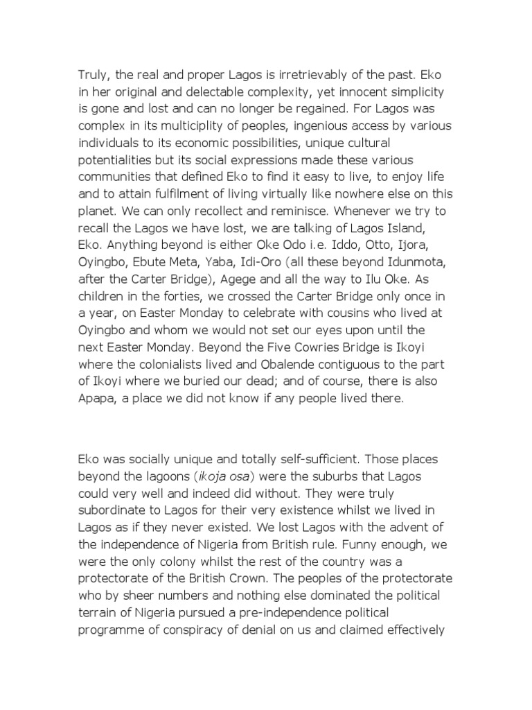 History of Lagos Island: Eko's Legacy | PDF