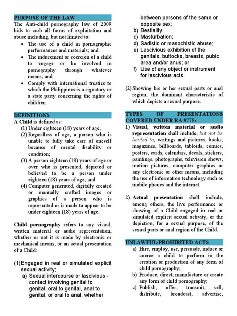Ra 9775 Summary | PDF | Child Pornography | Social Institutions