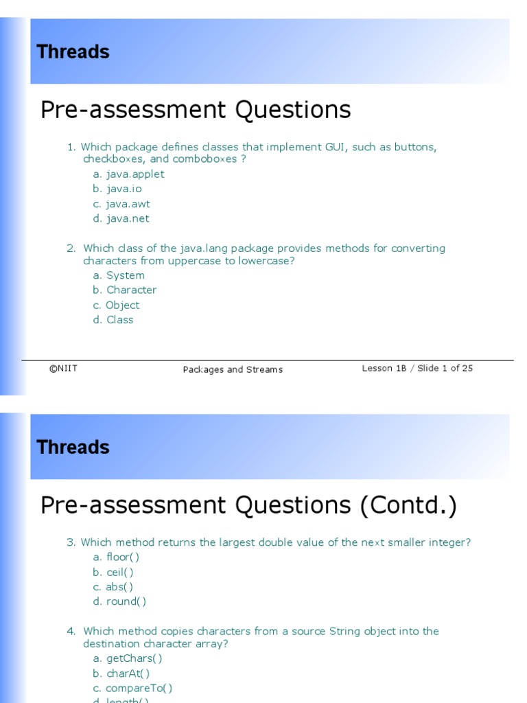 Pre-Assessment Questions: Threads | PDF | Thread (Computing) | Process ...
