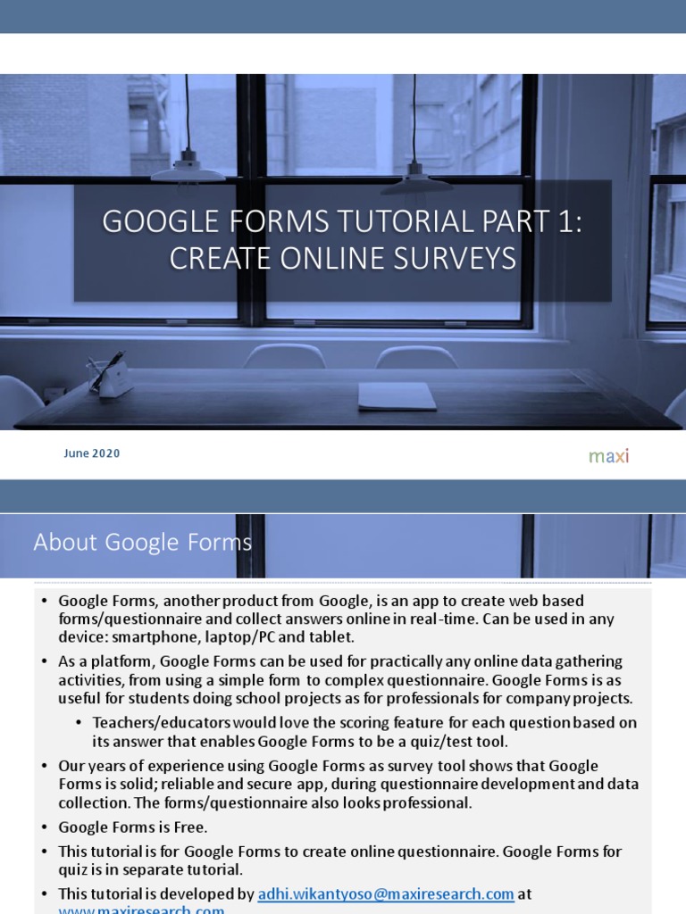 Google Forms Tutorial - Part 1 Create Online Surveys | PDF