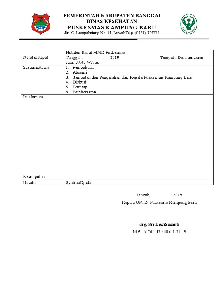 Notulen Rapat - MMD | PDF