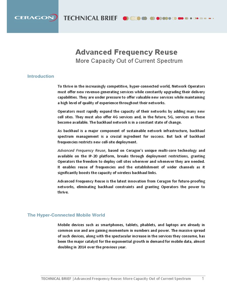 Ceragon Technical-Brief Advanced Frequency-Reuse | PDF | Cellular Network | Spectral Density