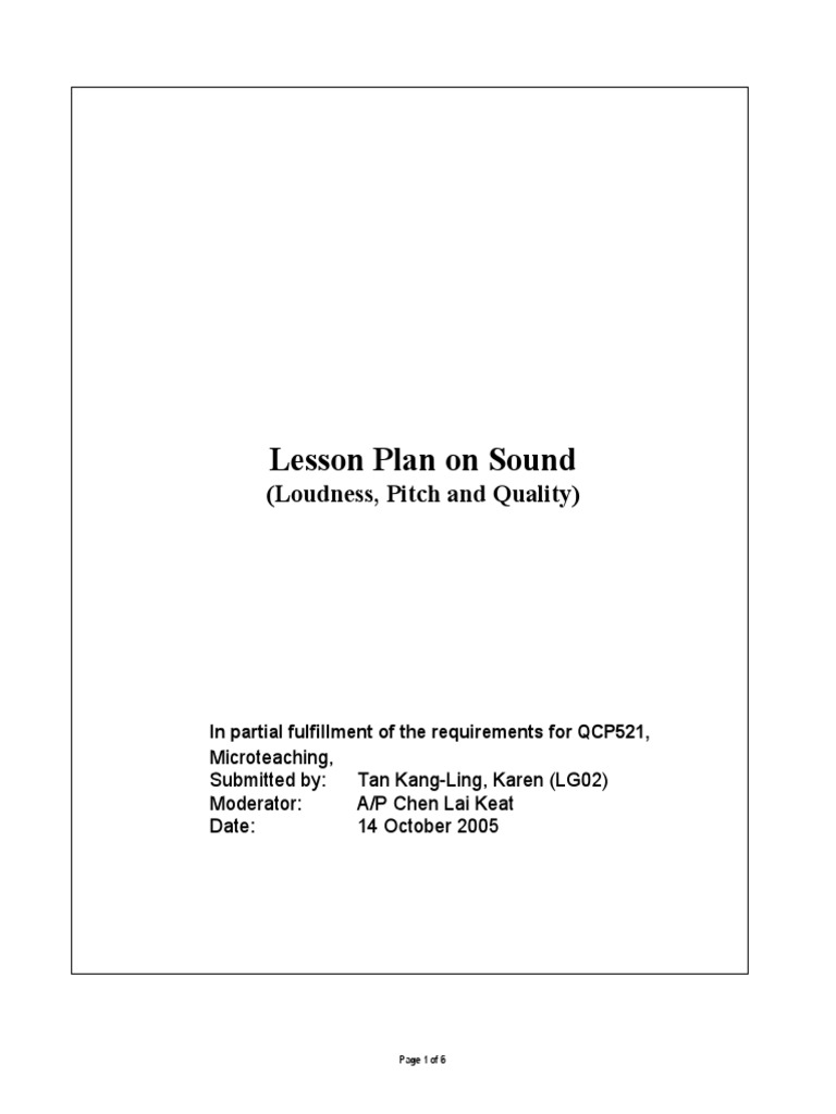 Lesson Plan On Sound: (Loudness, Pitch and Quality) | PDF | Amplitude ...