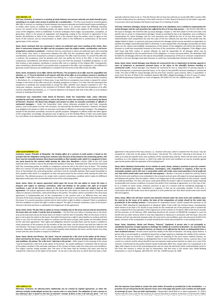 Oblicon Cases | PDF | Lease | Offer And Acceptance