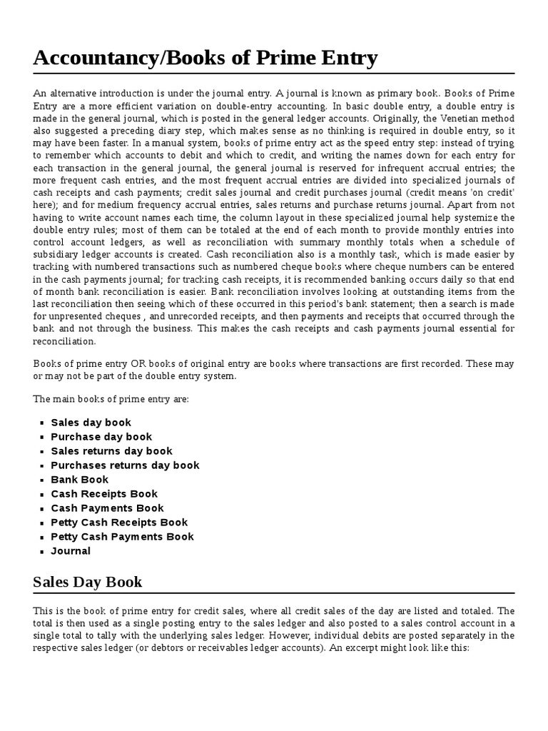 Accountancy/Books of Prime Entry: Sales Day Book | PDF | Debits And ...