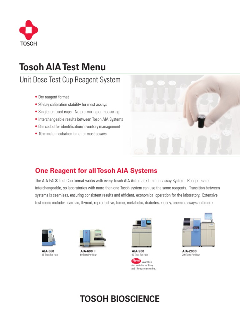 Tosoh AIA Test Menu: Unit Dose Test Cup Reagent System | PDF | Glands ...