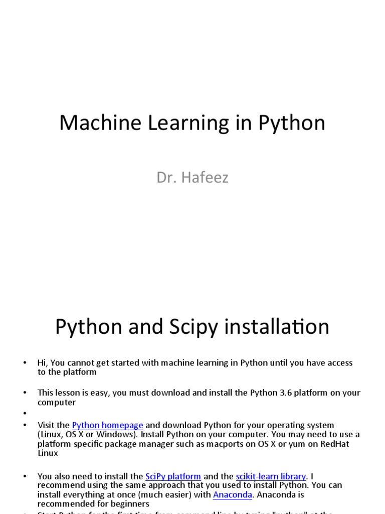 ML in Python | PDF | Python (Programming Language) | Computer Programming