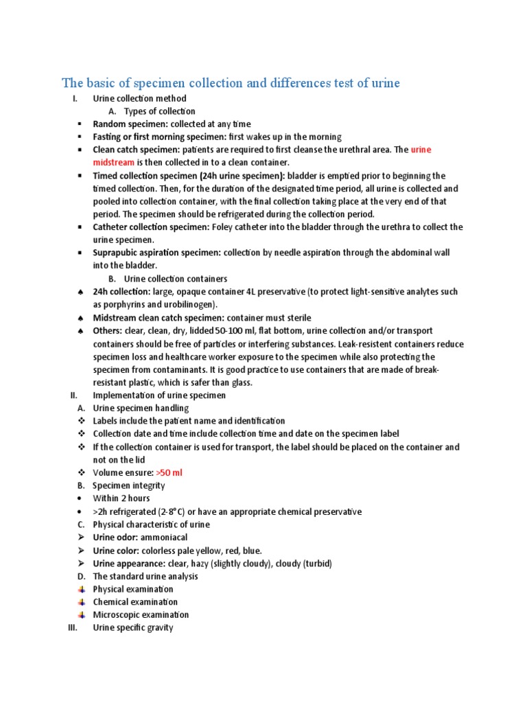 Urine Specimen Collection Methods Guide | PDF | Urine | Physical Sciences