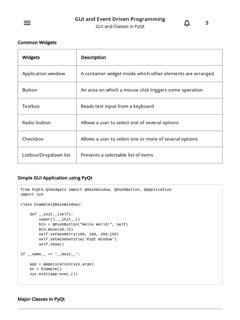 GUI and Event Driven Programming | PDF | Graphical User Interfaces ...