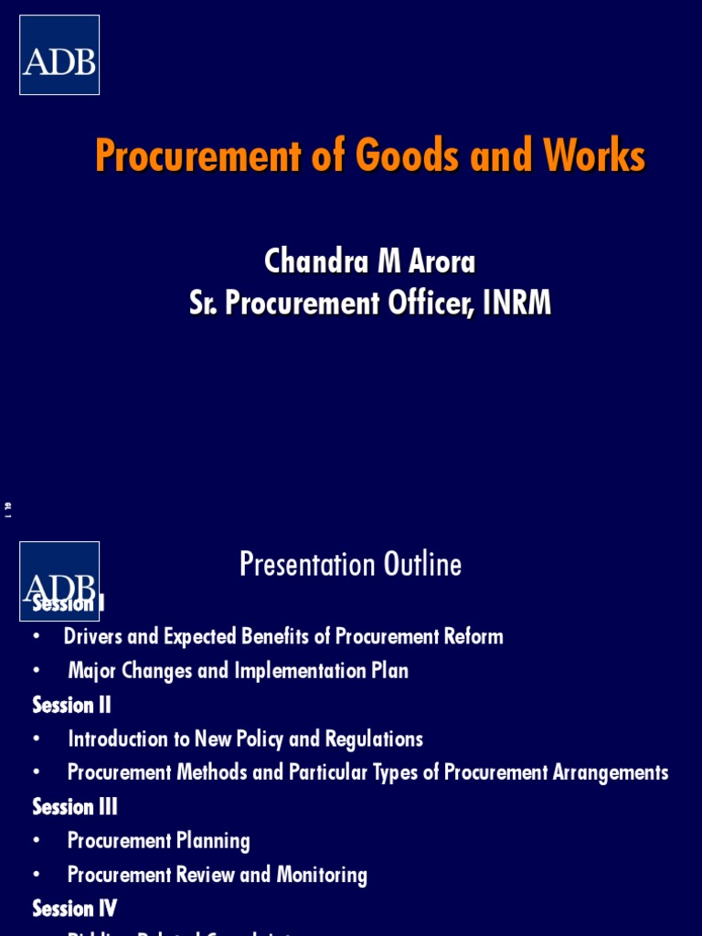 Introduction To ADB Procurement Guidelines PDF | PDF | Procurement ...
