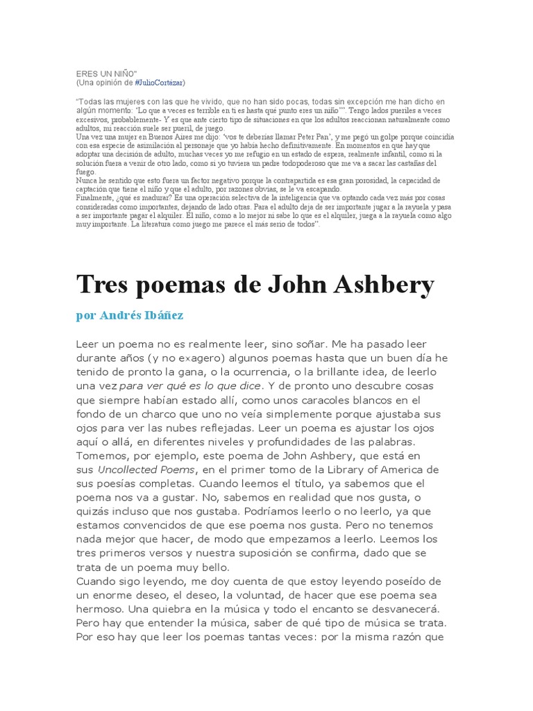 Tres Poemas de John Ashbery | PDF | Poesía