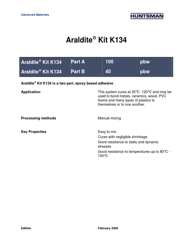 Araldite Kit K134: Araldite Kit K134 Part A 100 PBW Araldite Kit K134 ...