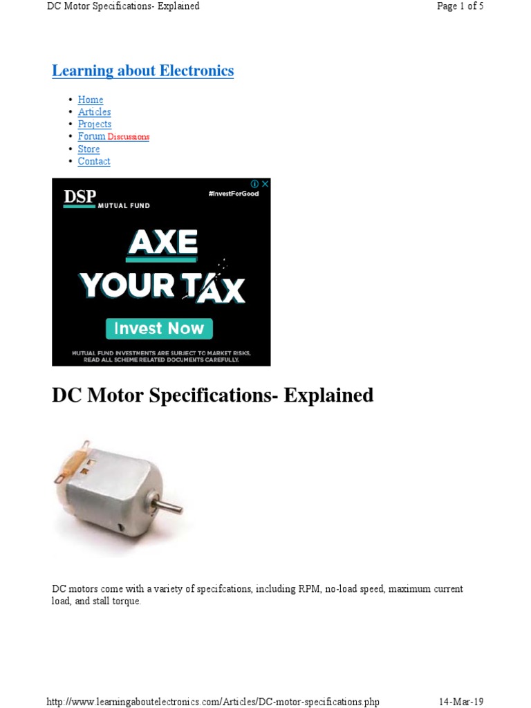 DC Motor Specs Explained- RPM, No-Load Speed, Stall Torque & More | PDF ...
