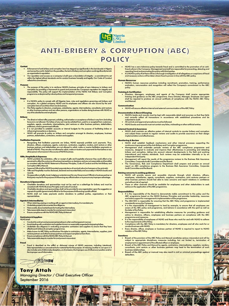 Appendix G - ABC Policy | PDF | Bribery | Corruption